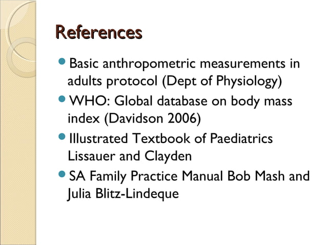 Basic anthropometry ppt. | PPT | Endocrine and Metabolic Diseases | Diseases and Conditions