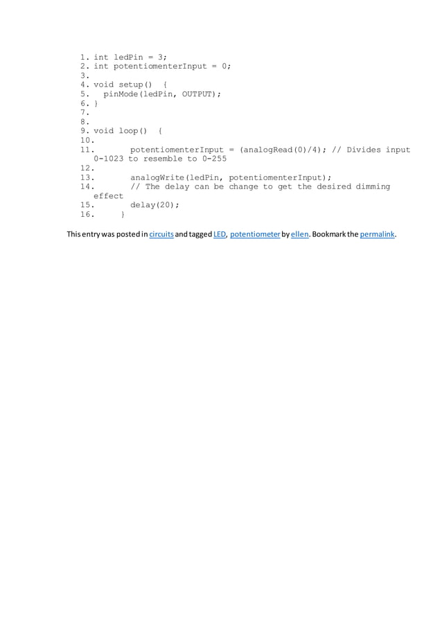 Basic arduino sketch example | PDF