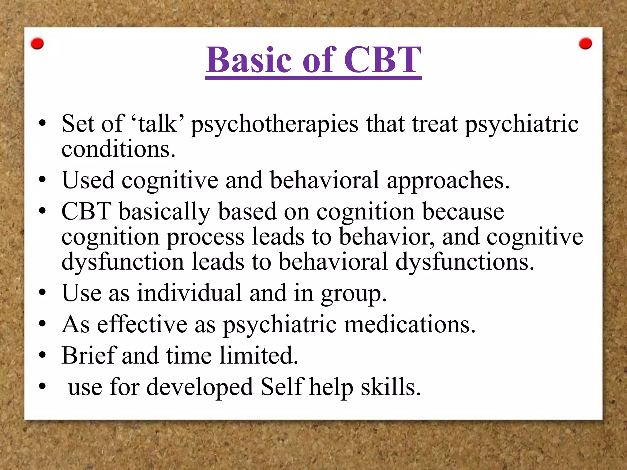Basic Assumptions & Principles of Cognitive Behavior Therapy | PPTX