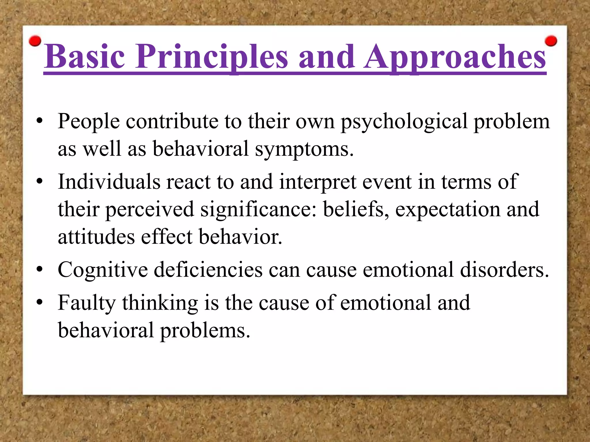 Basic Assumptions & Principles of Cognitive Behavior Therapy | PPTX