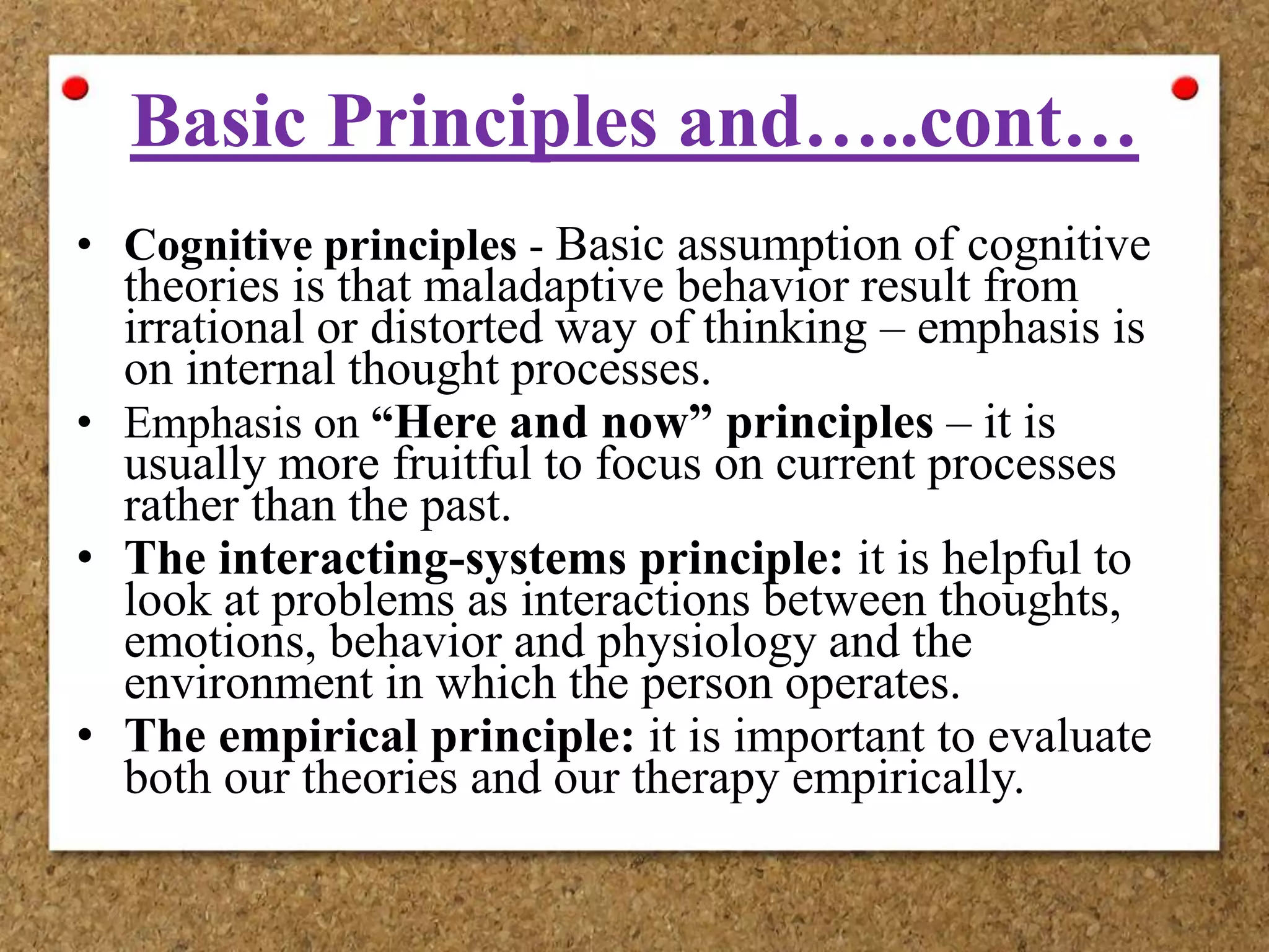 Basic Assumptions & Principles of Cognitive Behavior Therapy | PPT