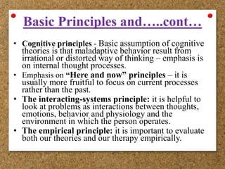 Basic Assumptions & Principles of Cognitive Behavior Therapy | PPTX