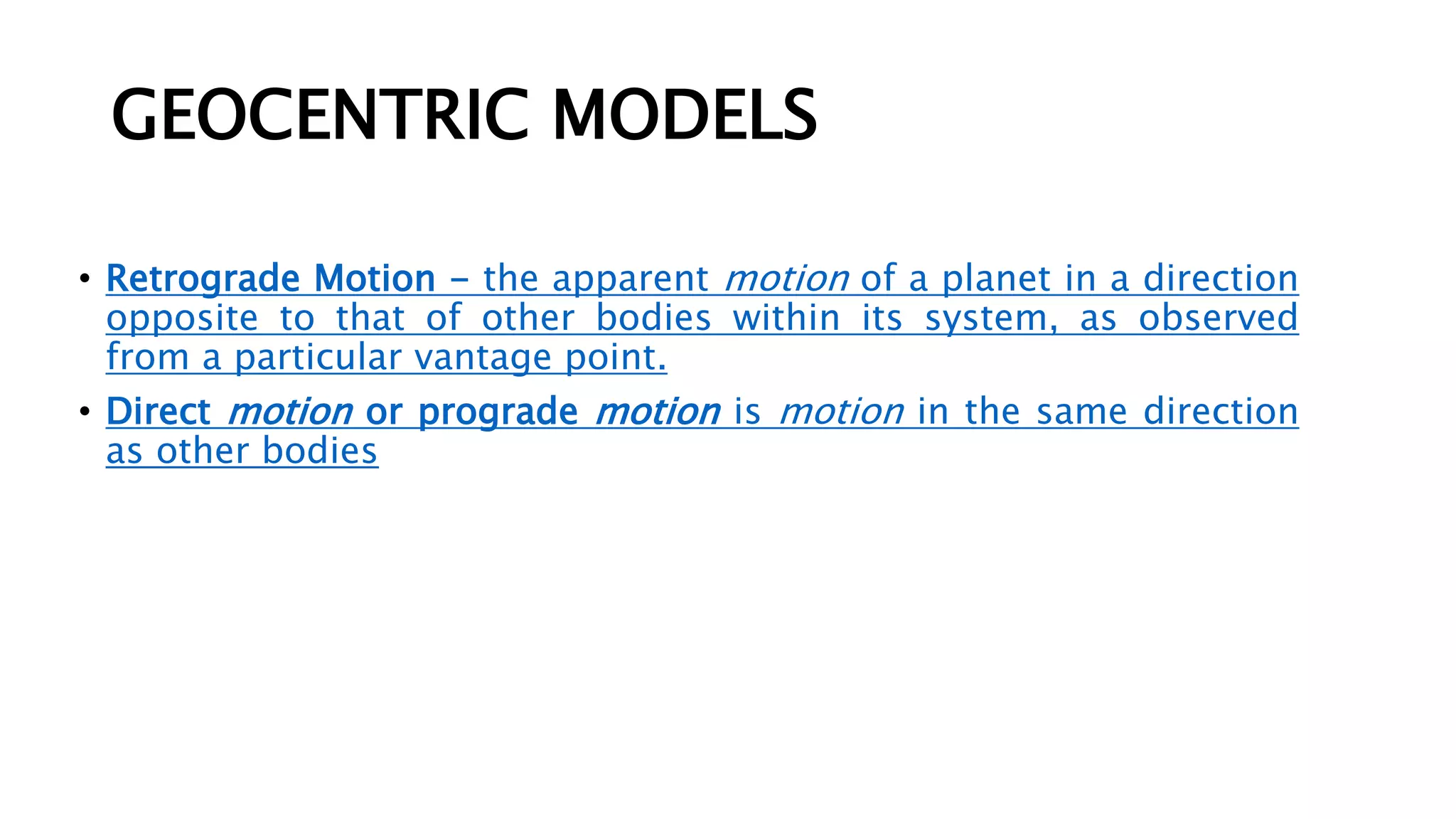 Motions of the Sky, Models of the Universe and Kepler's Laws of ...