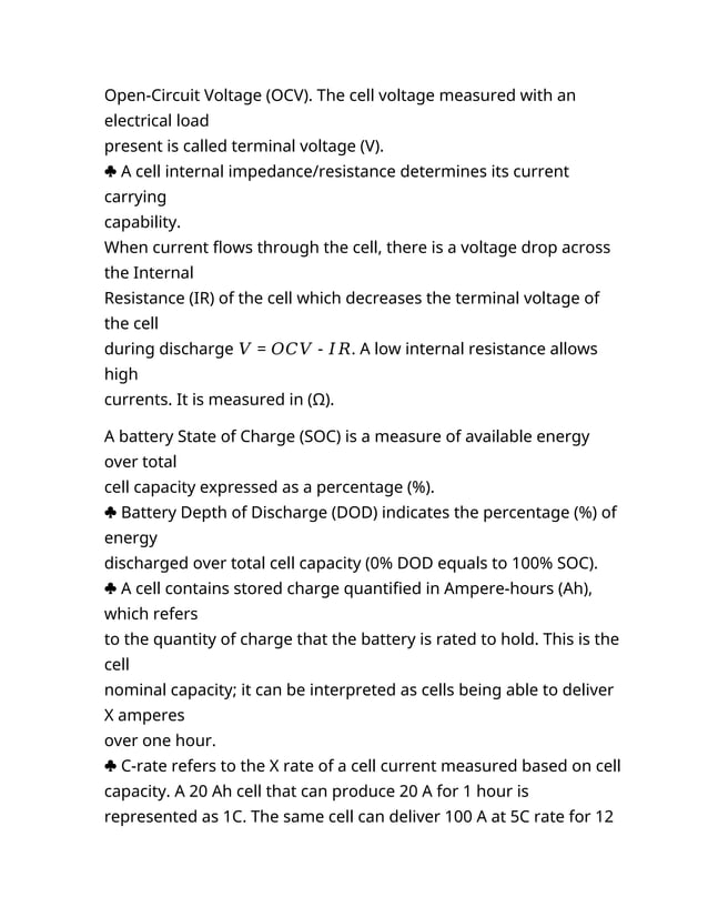 Basic battery terms.docx for electrical car | DOCX