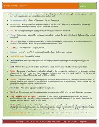 Basic beginner freelance glossary must you know [ pdf ] | PDF