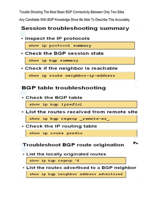 Basic BGP Trouble Shooting Candidate Screening | PDF