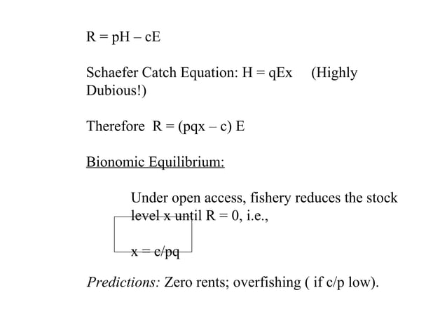 Basic bioeconomics model of fishing | PPT