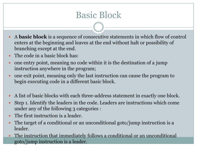 Basic Block | PPTX | Programming Languages | Computing