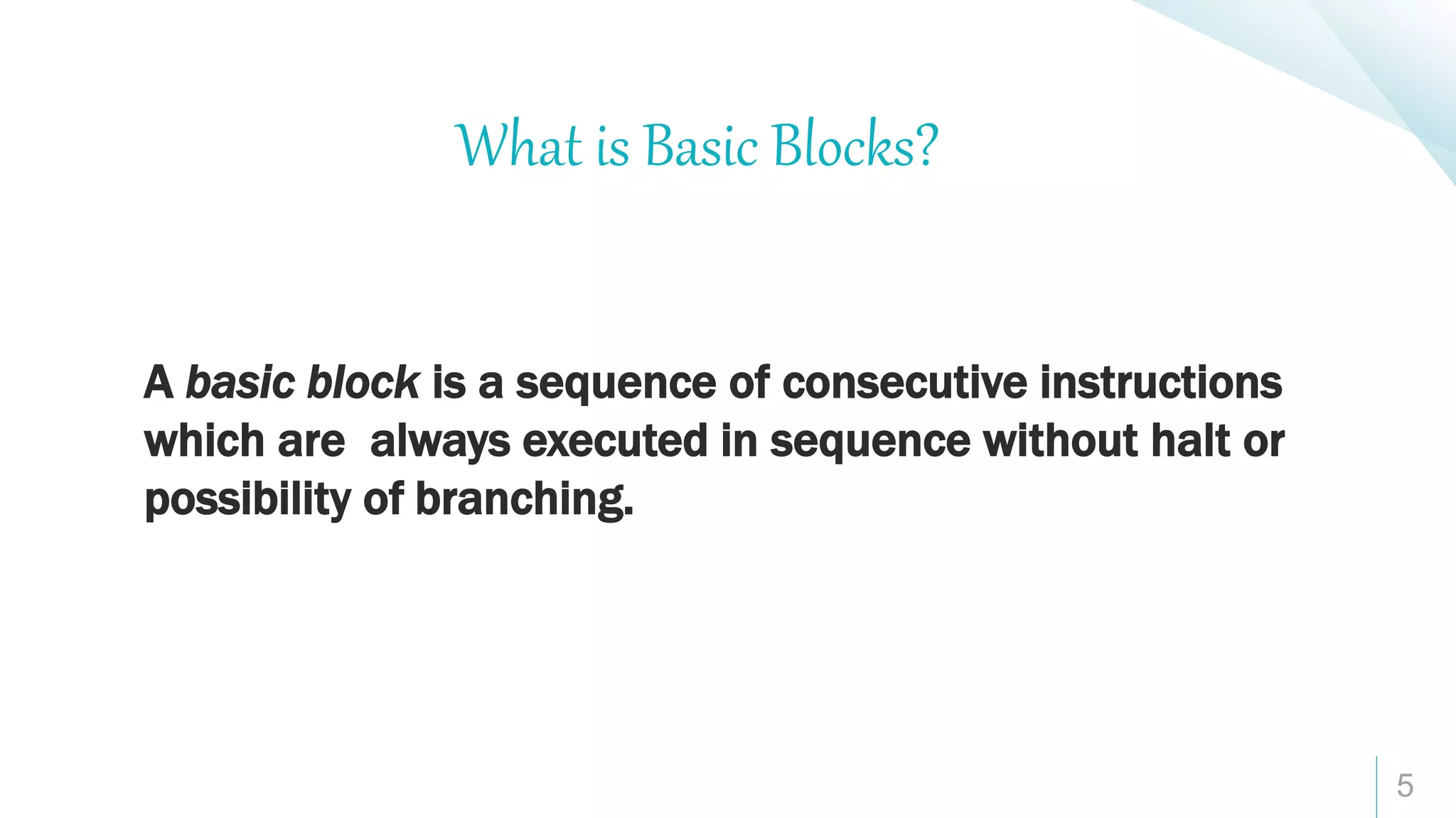 Basic blocks - compiler design | PPTX