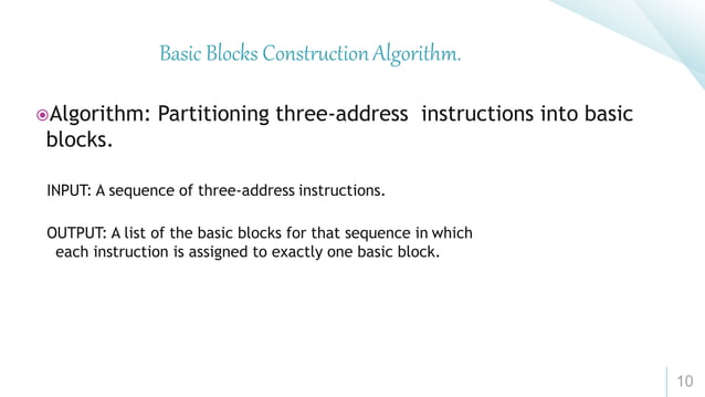 Basic Blocks Compiler Design Ppt