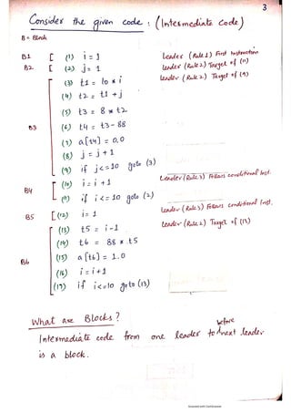 Basic blocks and flow graph in Compiler Construction | PDF