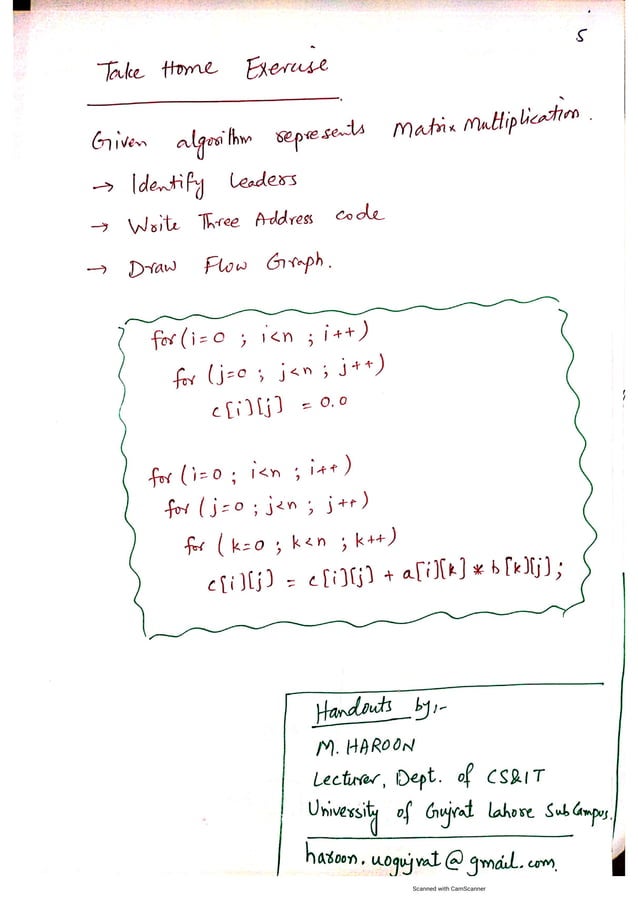 Basic blocks and flow graph in Compiler Construction Basic blocks and flow graph in Compiler Construction
