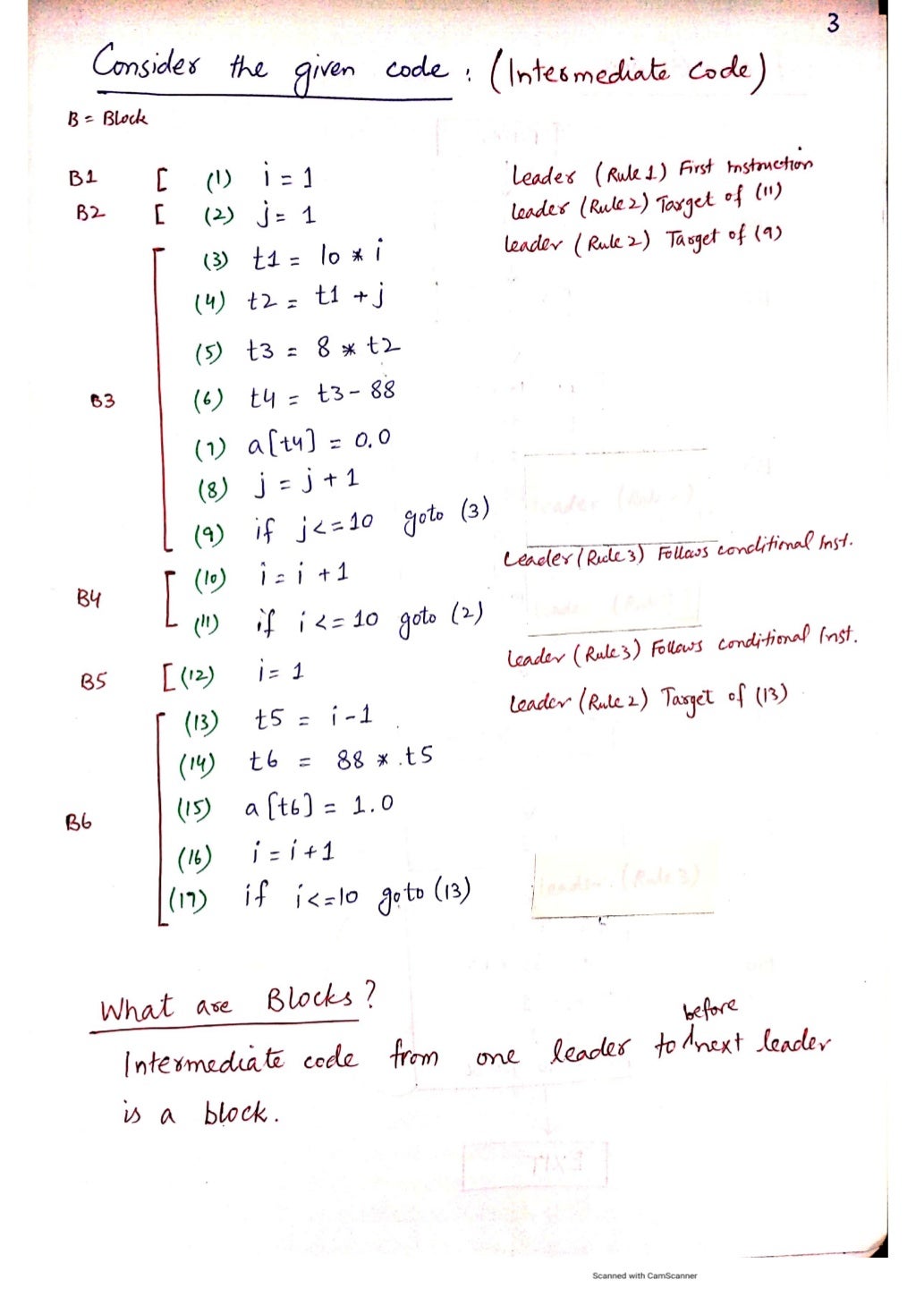 Basic blocks and flow graph in Compiler Construction