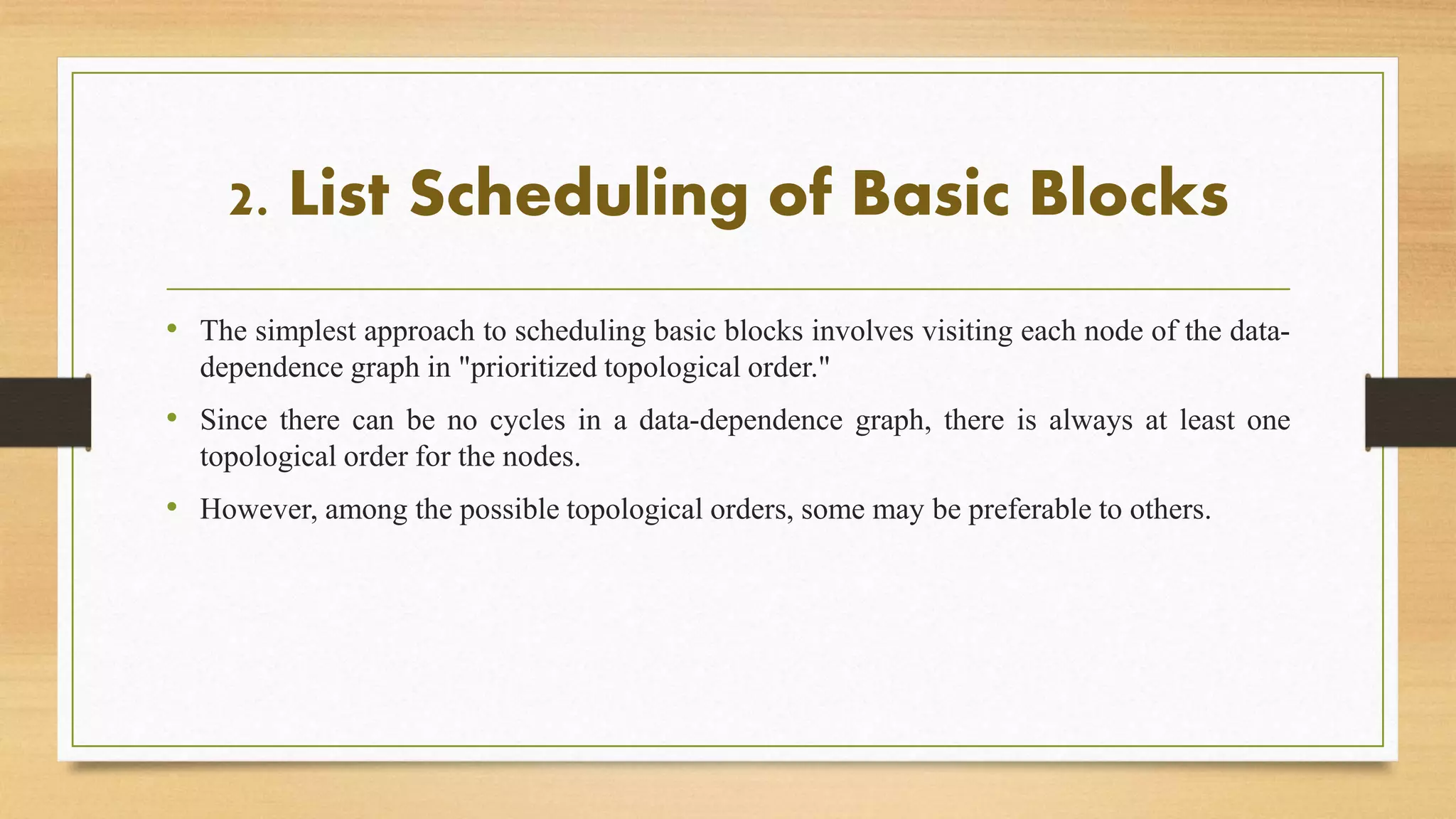 Basic Block Scheduling | PPTX | Databases | Computer Software and Applications