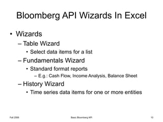 Using Basic Bloomberg API realtime - 200610.ppt | Computer Software and Applications | Computing