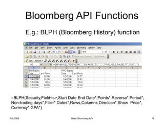 Using Basic Bloomberg API realtime - 200610.ppt | Computer Software and Applications | Computing