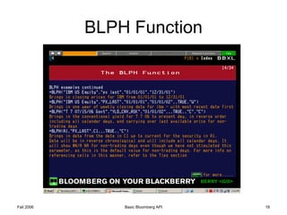 Using Basic Bloomberg API realtime - 200610.ppt | Computer Software and Applications | Computing