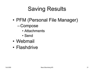 Using Basic Bloomberg API realtime - 200610.ppt | Computer Software and Applications | Computing