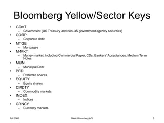 Using Basic Bloomberg API realtime - 200610.ppt | Computer Software and Applications | Computing