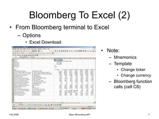 Using Basic Bloomberg API realtime - 200610.ppt | Computer Software and Applications | Computing