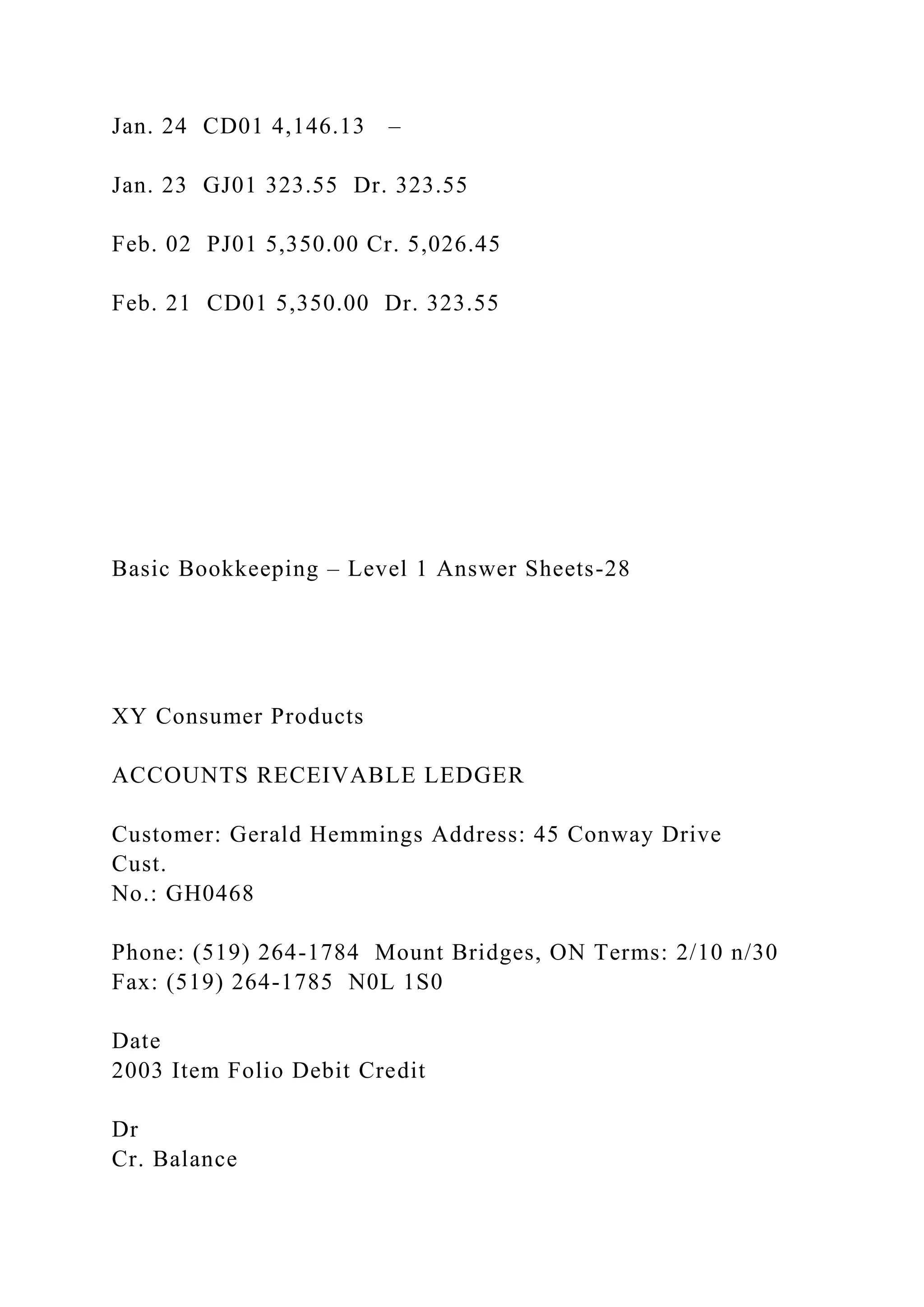 Basic Bookkeeping – Level 1 F I N A L E X A M V4.0 CU07.docx