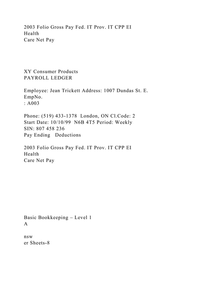 Basic Bookkeeping – Level 1 F I N A L E X A M V4.0 CU07.docx