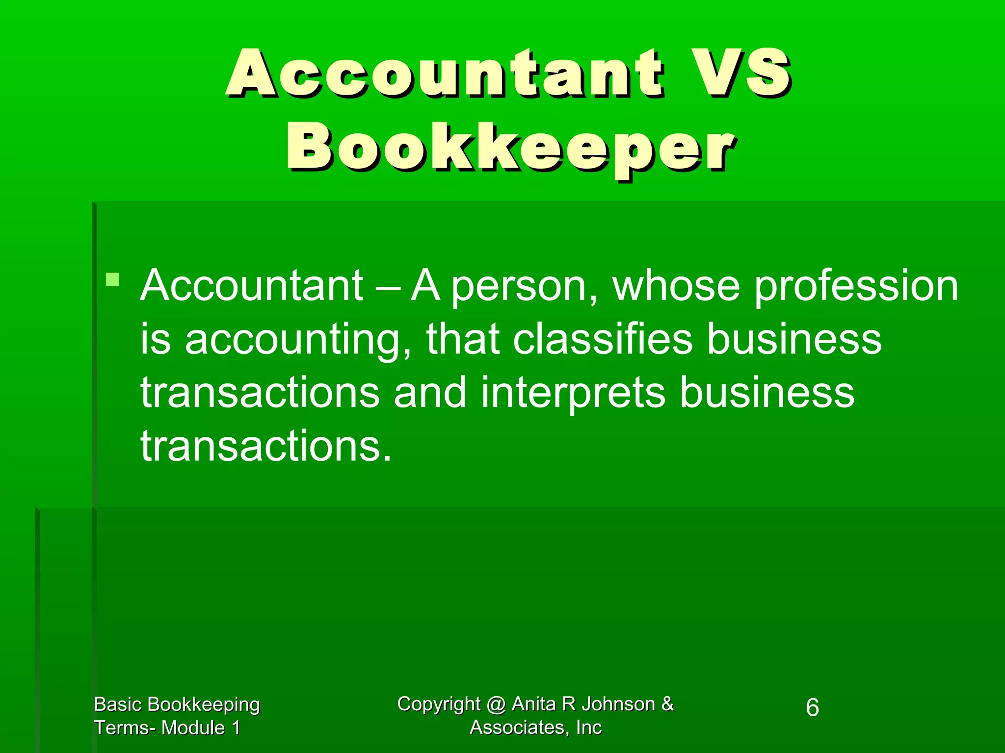 Basic bookkeeping terms sbdc | PPT