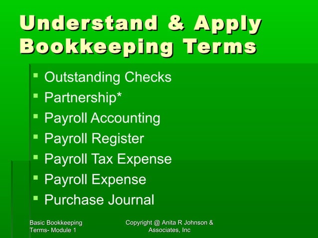 Basic bookkeeping terms sbdc | PPT