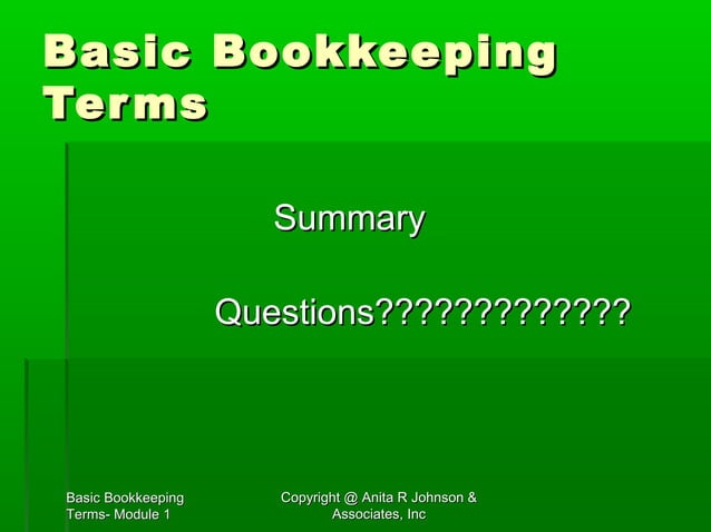 Basic bookkeeping terms sbdc | PPT