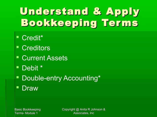 Basic bookkeeping terms sbdc