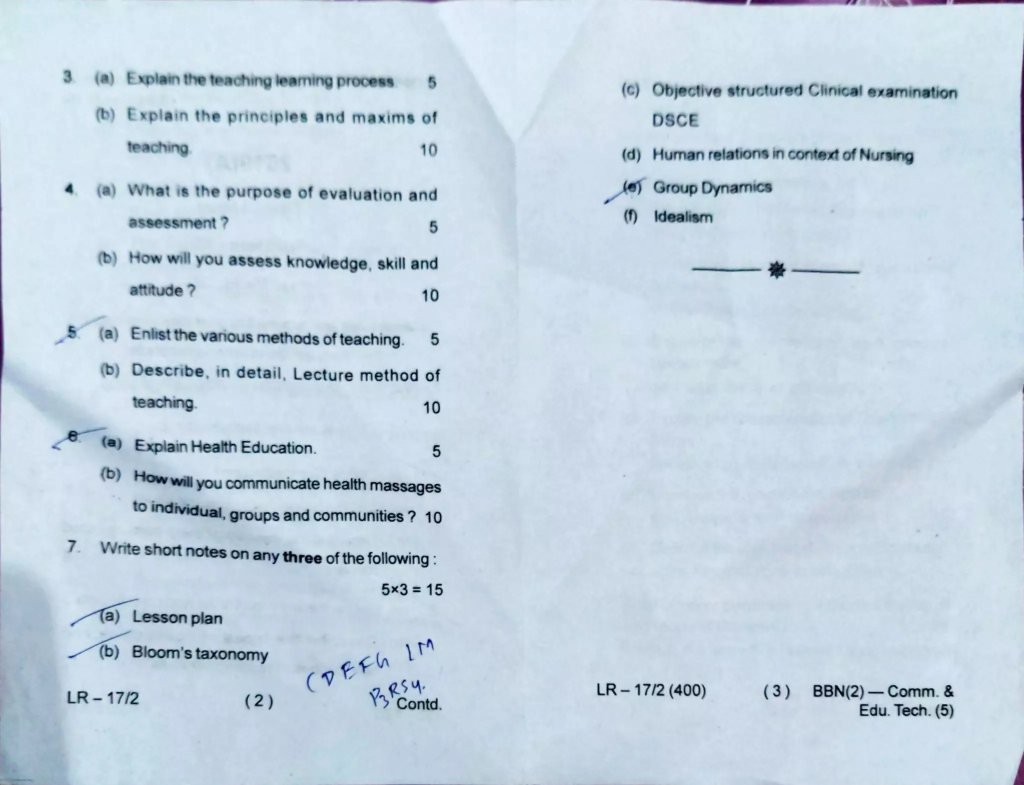 Basic bsc nursing important exam question | PDF