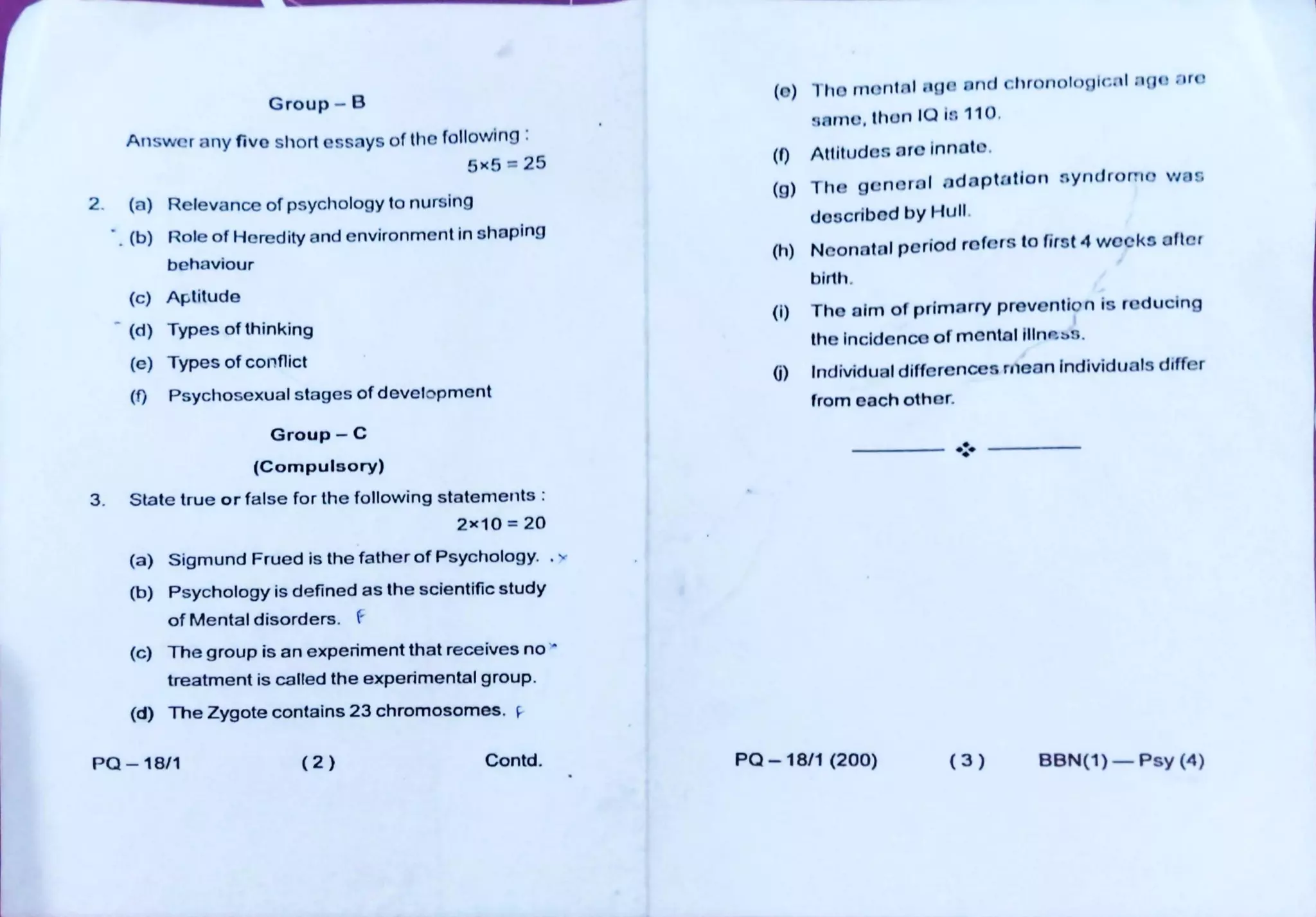 Basic bsc nursing important exam question | PDF