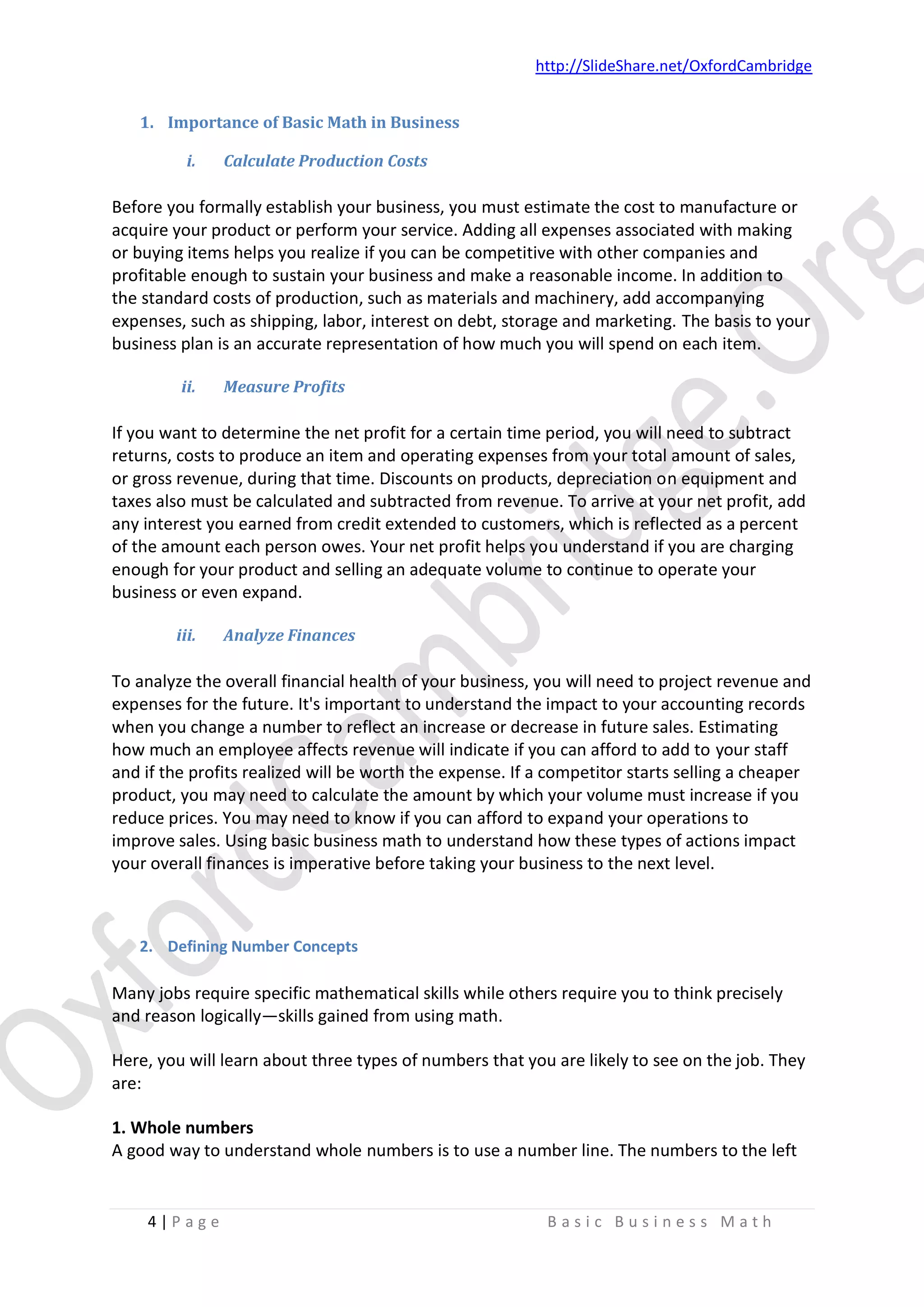 Basic Business Math - Study Notes | PDF