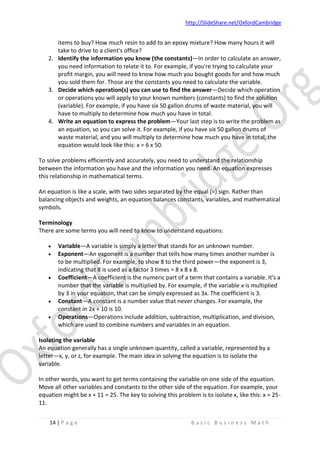 Basic Business Math - Study Notes | PDF