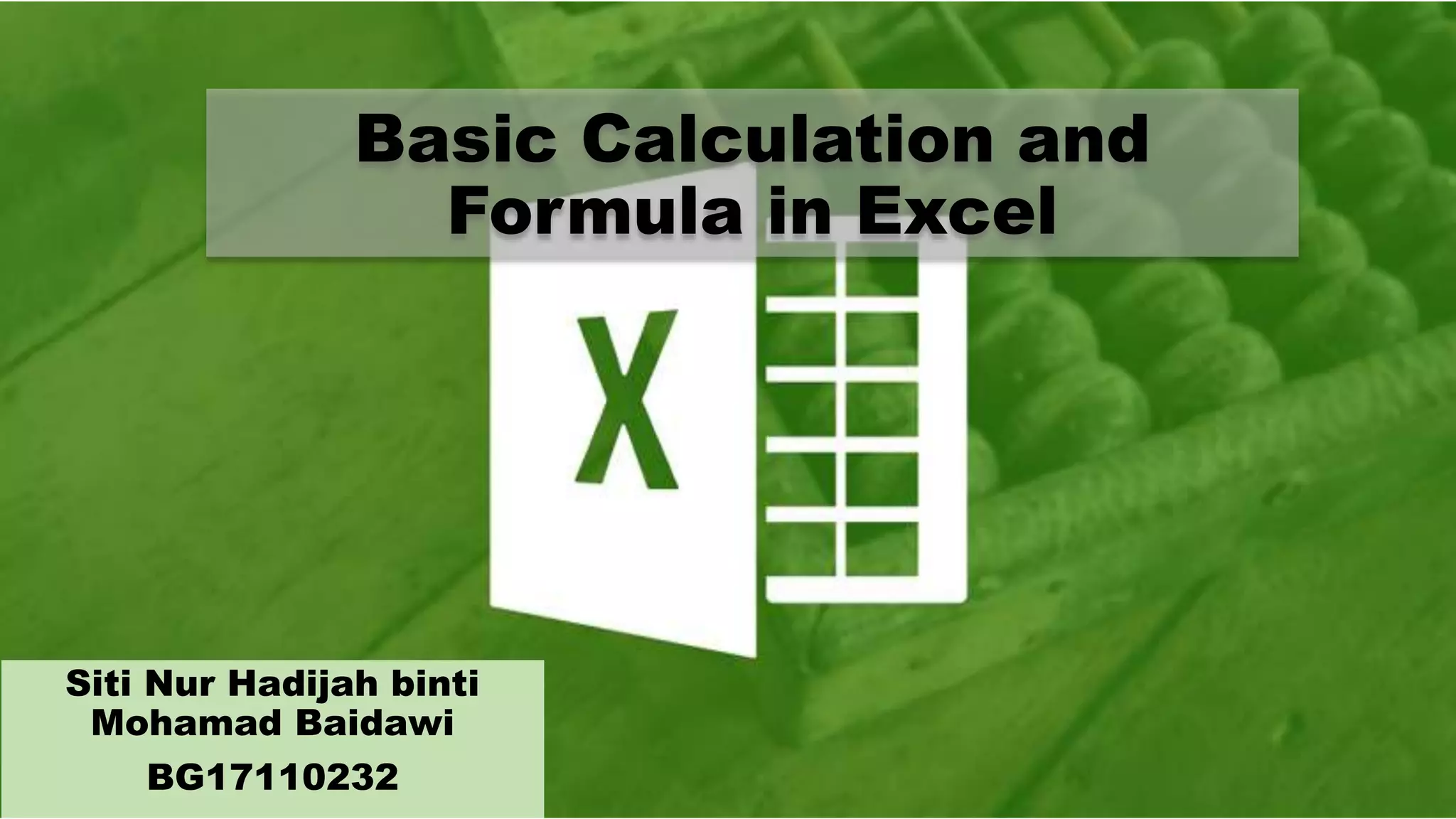 Basic calculation and formula in excel | PPT