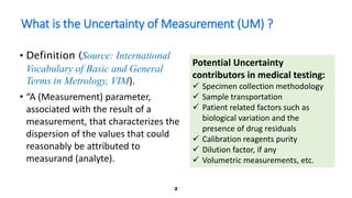 Basic calculations of measurement uncertainty in medical testing | PPTX