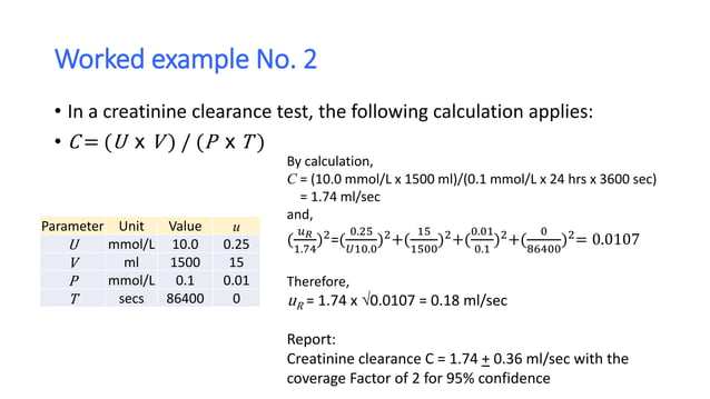 Basic calculations of measurement uncertainty in medical testing | PPTX