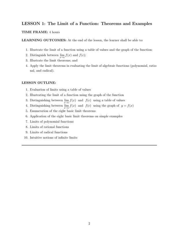 Basic Calculus Study Guide for STEM Students (K-12) | PDF