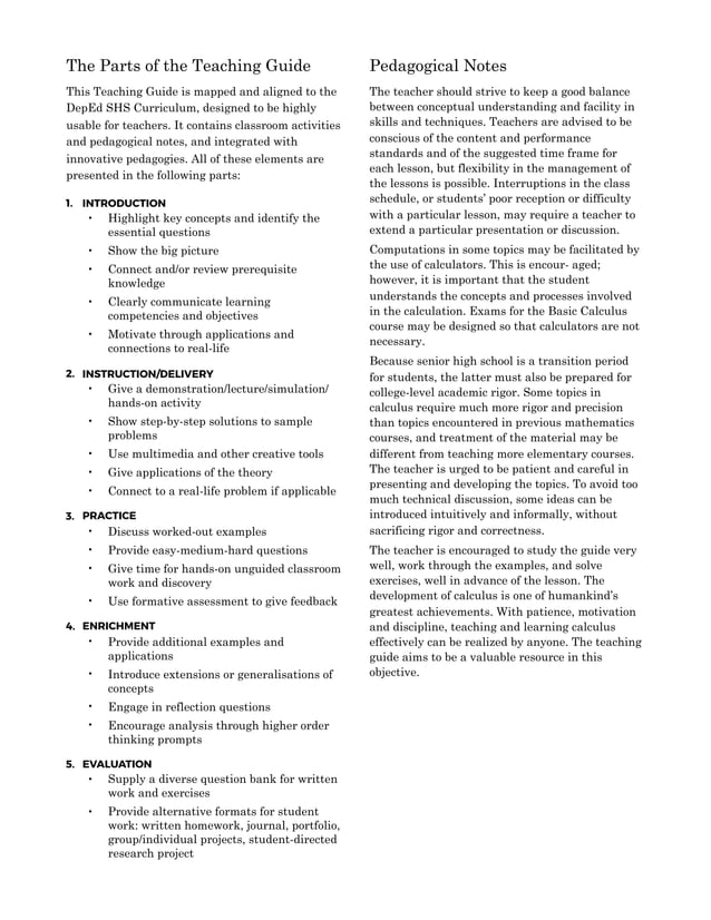 Basic Calculus Study Guide for STEM Students (K-12) | PDF