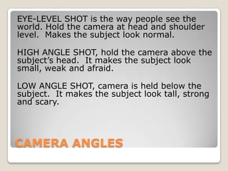 Basic camera shots module 4 | PPTX