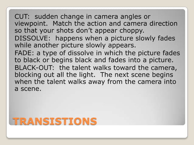 Basic camera shots module 4 | PPTX | Cameras and Camcorders | Consumer Electronics
