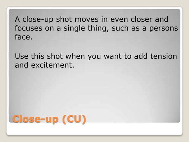 Basic camera shots module 4 | PPTX | Cameras and Camcorders | Consumer Electronics