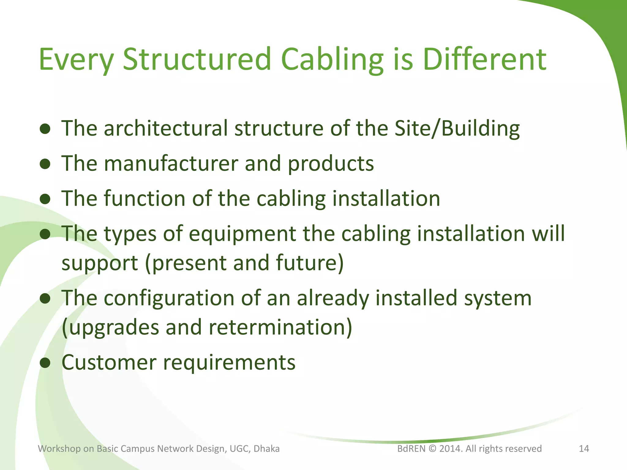 Basic Campus Network Design - Network Cabling System | PDF