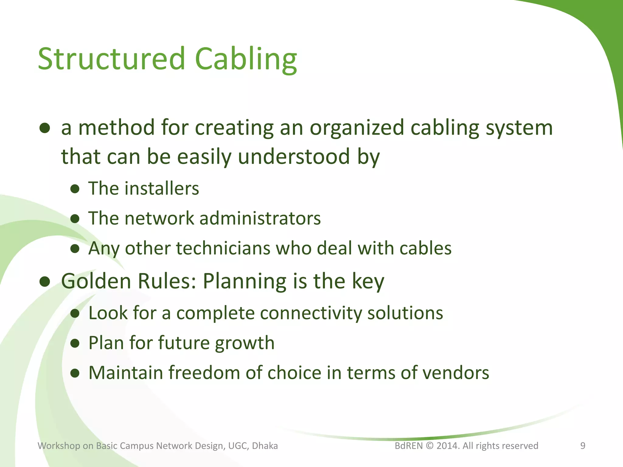 Basic Campus Network Design - Network Cabling System | PDF