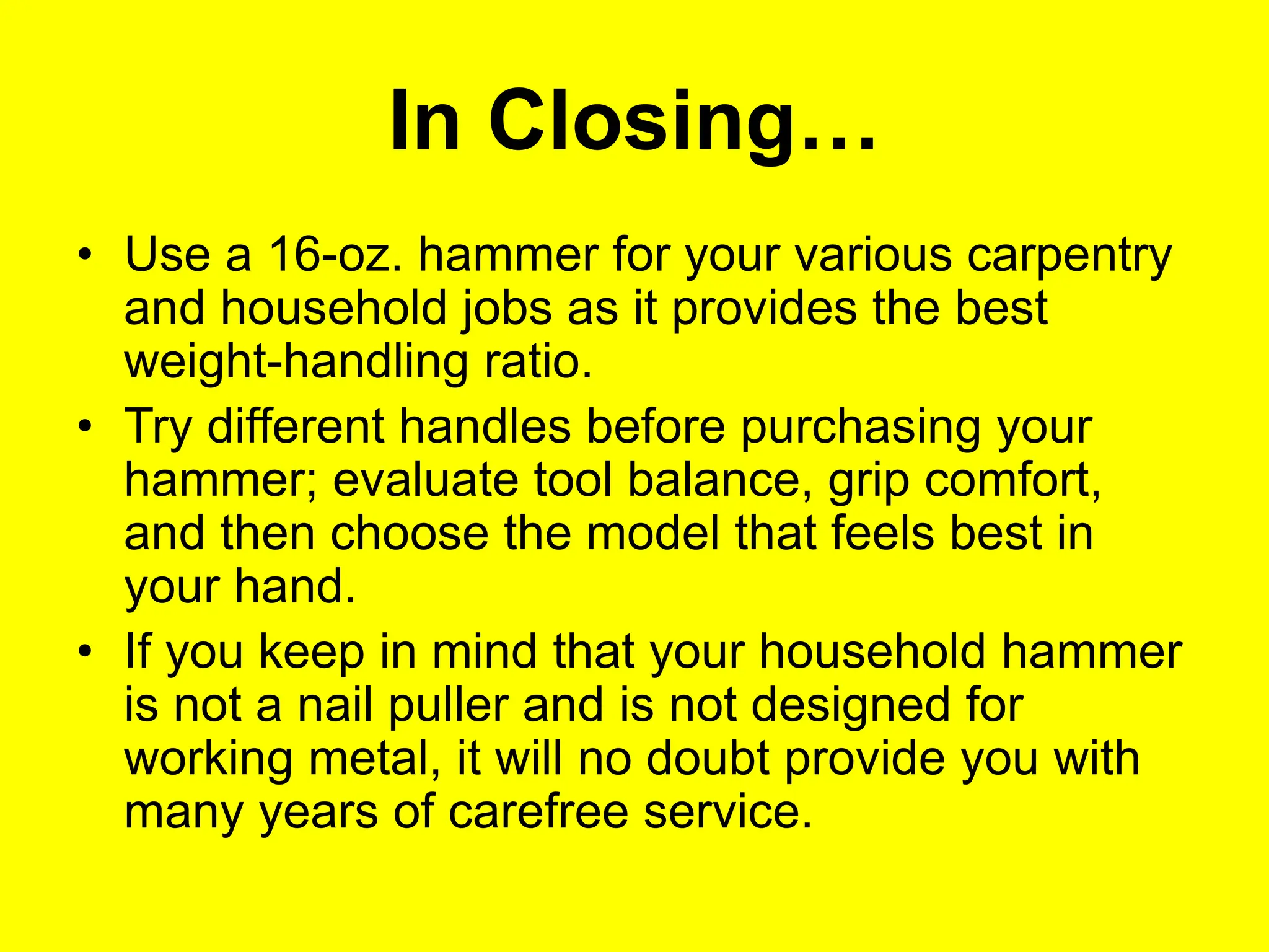 Basic Carpentry Hand Tools- Hammers and safety | PPT