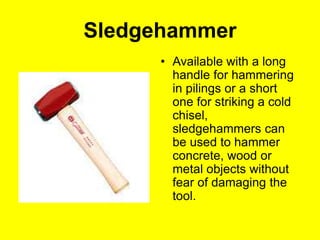 Basic Carpentry Hand Tools- Hammers and safety | PPT