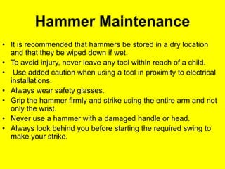Basic Carpentry Hand Tools- Hammers and safety | PPT