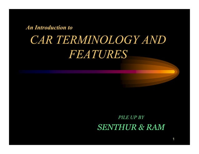 Basic car terminologies ppt | PDF