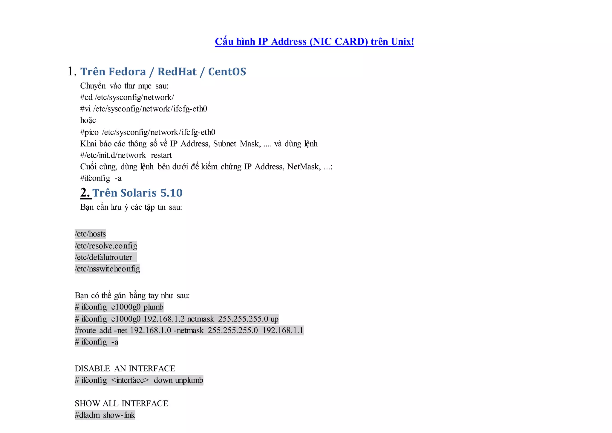 Basic cau hinh ip tren solaris | DOCX