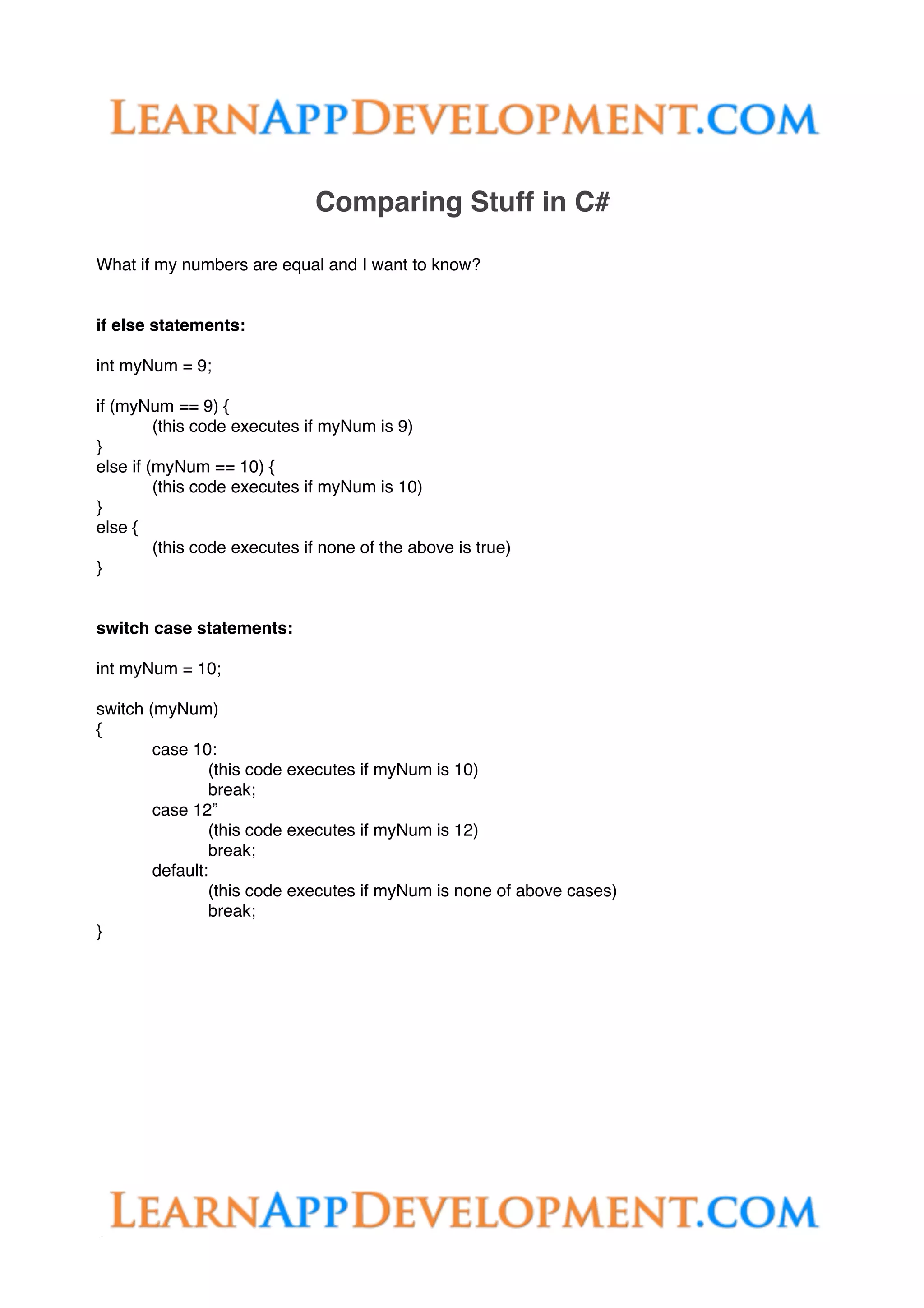 Basic c# cheat sheet | PDF